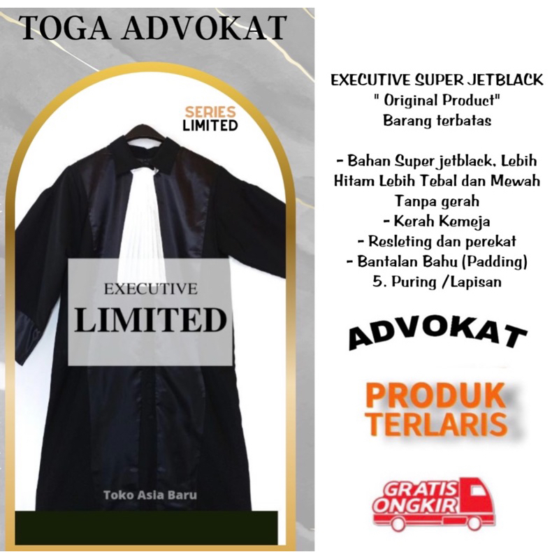 Jual TOGA ADVOKAT/PENGACARA/JAKSA EXCLUSIVE SUPER JETBLACK 100% ...