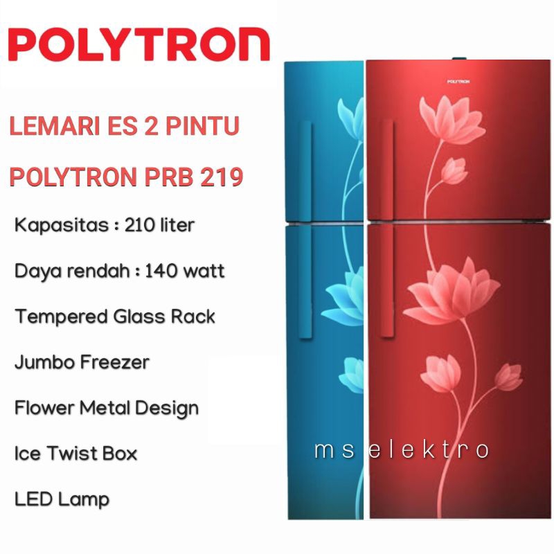 Jual Lemari Es Kulkas Polytron 2 pintu PRB 219 R B | Shopee Indonesia