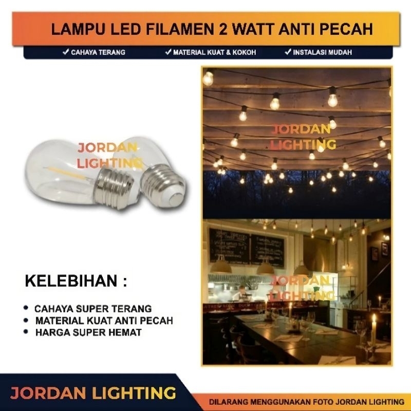 Jual Lampu LED Filamen 2W - Bohlam Pijar Edison Anti Pecah Dekorasi ...