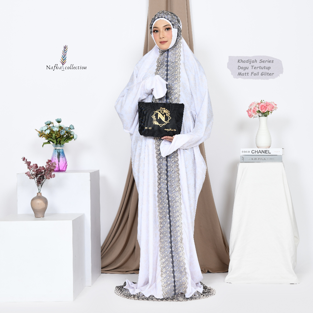 Jual NAFHA - Mukena Terusan Dewasa Khadijah Foil Renda Panjang | Shopee ...