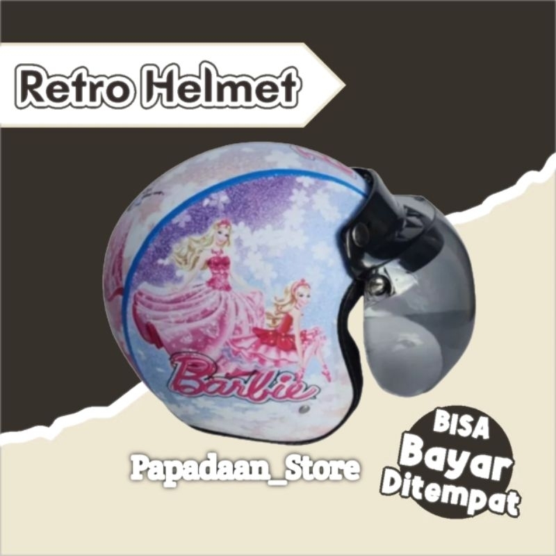 Jual Helm Bogo Anak Full Leher Karakter SNI Free Kaca (Barbie) | Shopee ...