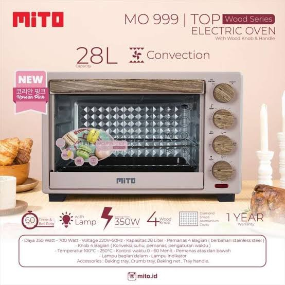 Jual Mito Korean Pink Wood Series Oven Listrik MO-999 (28 Liter) | Shopee Indonesia