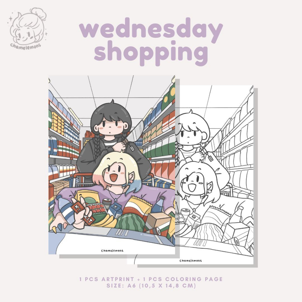 Jual "Wednesday Shopping" Illustration Artprint A6 (10,5 X 14,8 cm ...