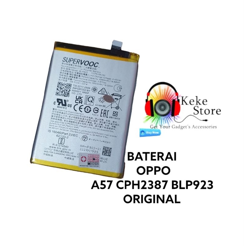 Jual Baterai HP OPPO A57 4G 2020 CPH2387 BLP923 SUPERVOOC Batre Battery ...