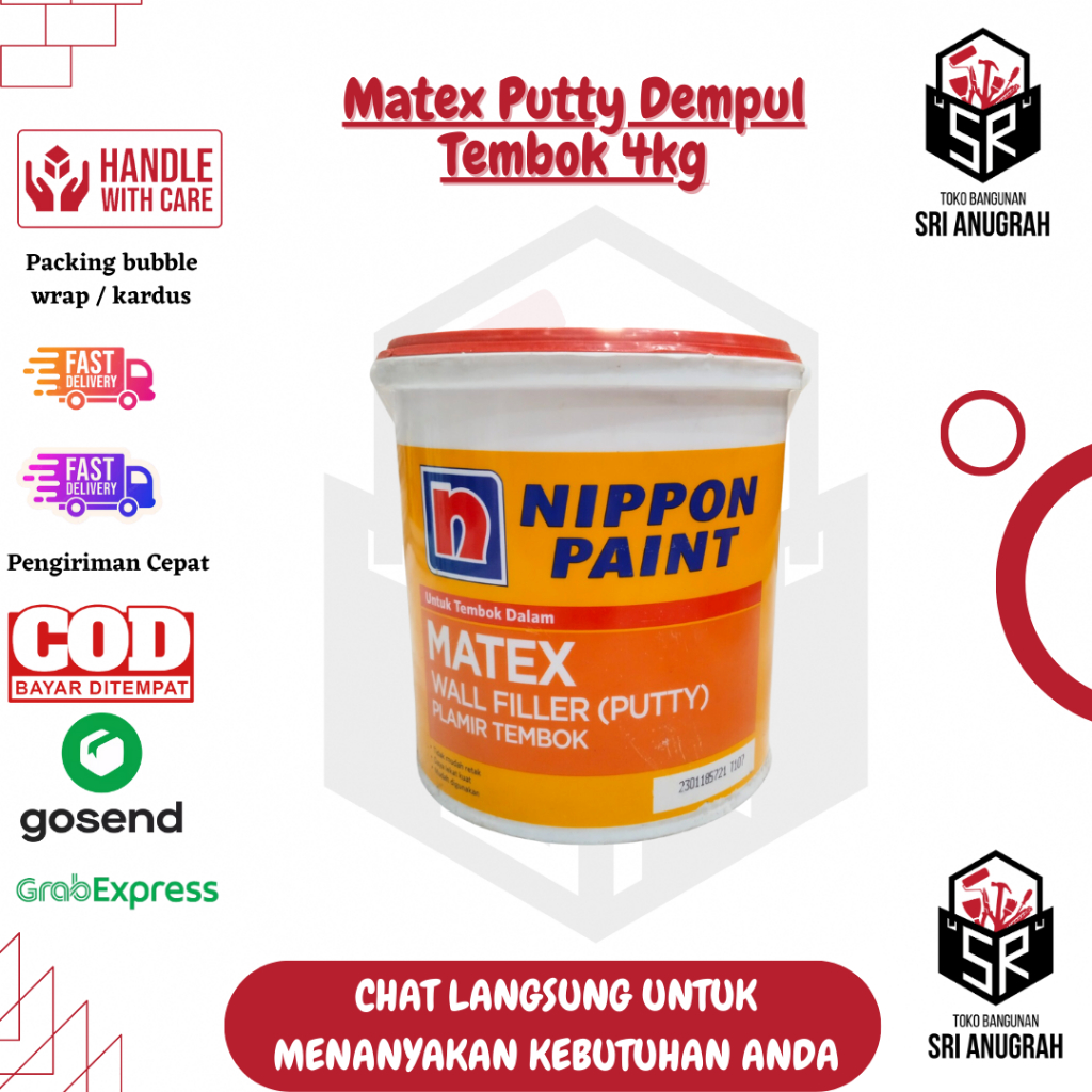 Jual NIPPON PAINT Matex Putty Wall Filler Dempul Tembok 1kg/4kg | Shopee Indonesia