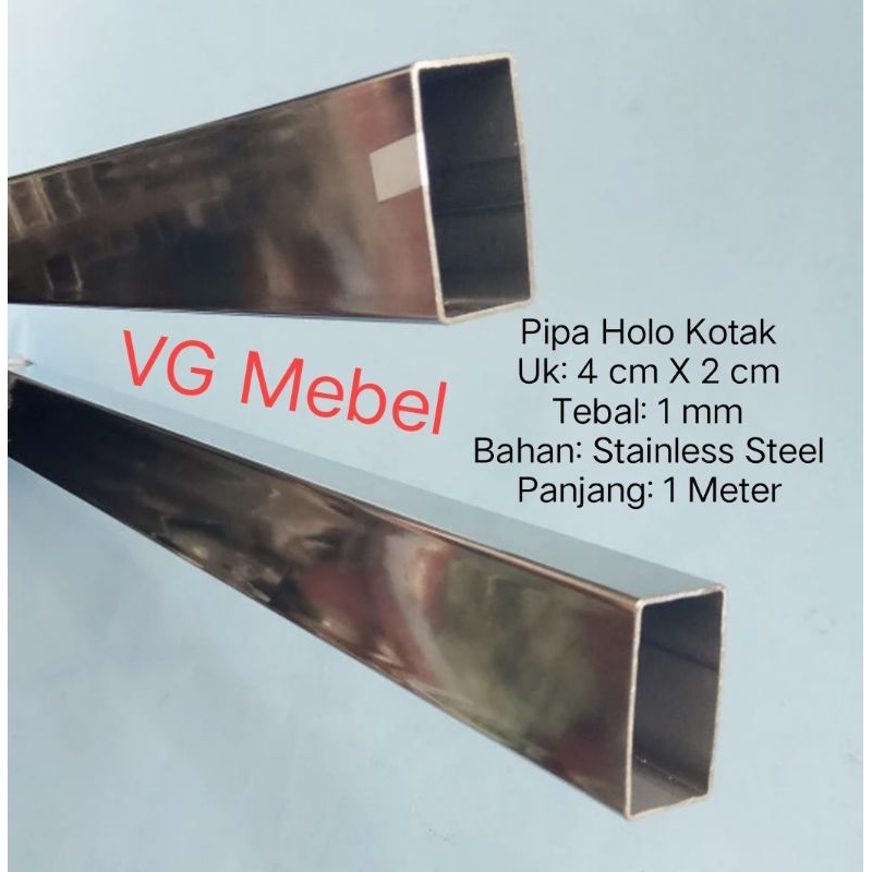 Jual Pipa Holo Kotak Stainless Steel 40 mm X 20 mm / Pipa Holo 4 cm X 2 ...