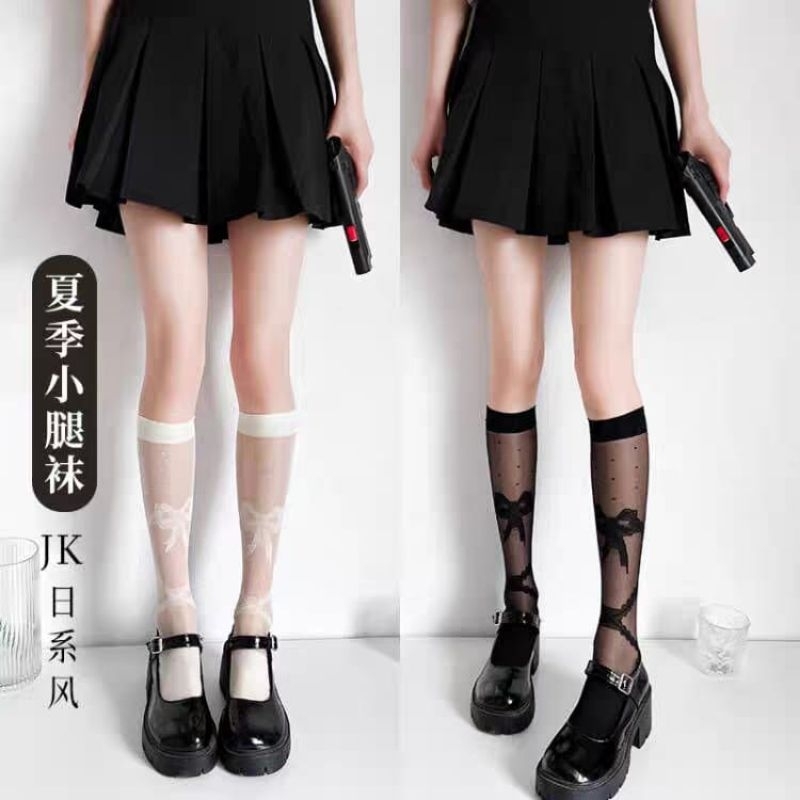 Jual FeelMe KK-053 kaos kaki stocking sebetis transparant motif silang ...