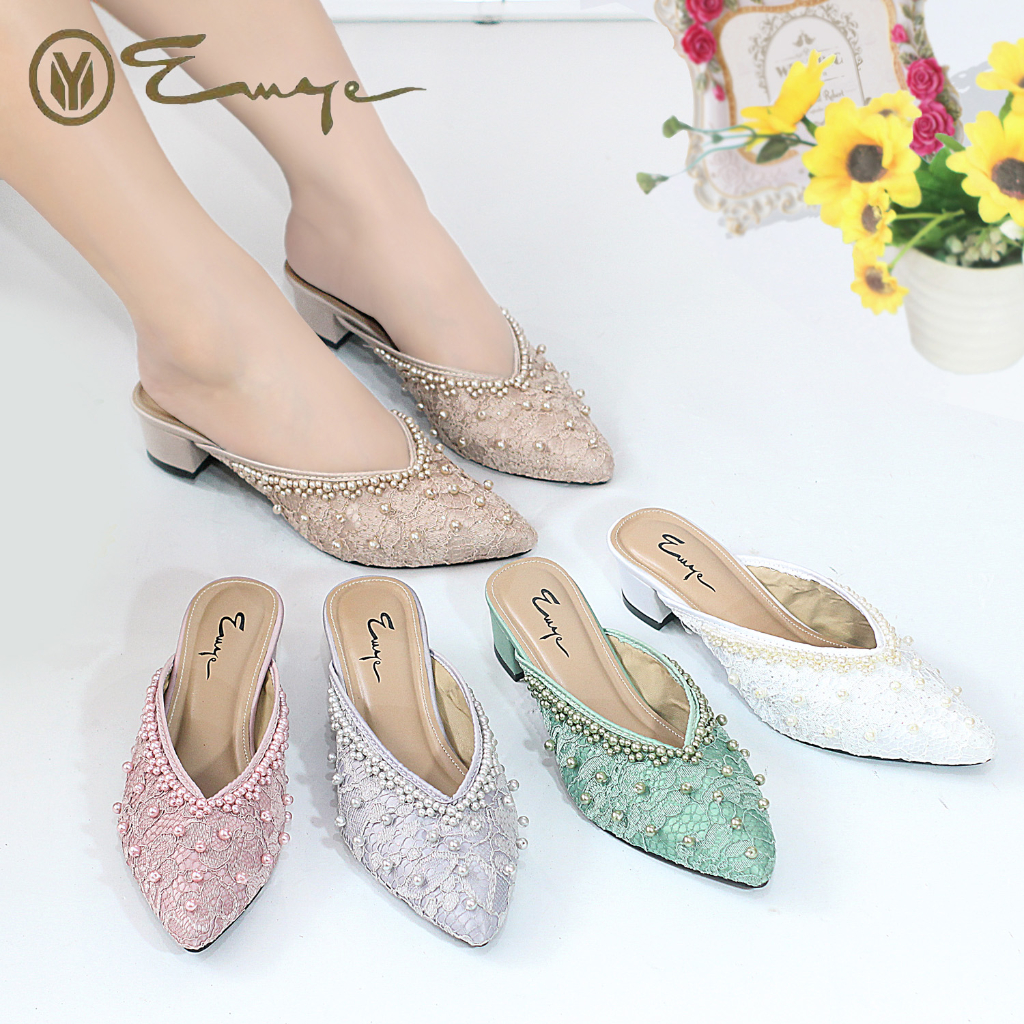 Jual Emye - Wedding Shoes I Sepatu Sandal Brukat Payet Wanita Hak 3cm ...