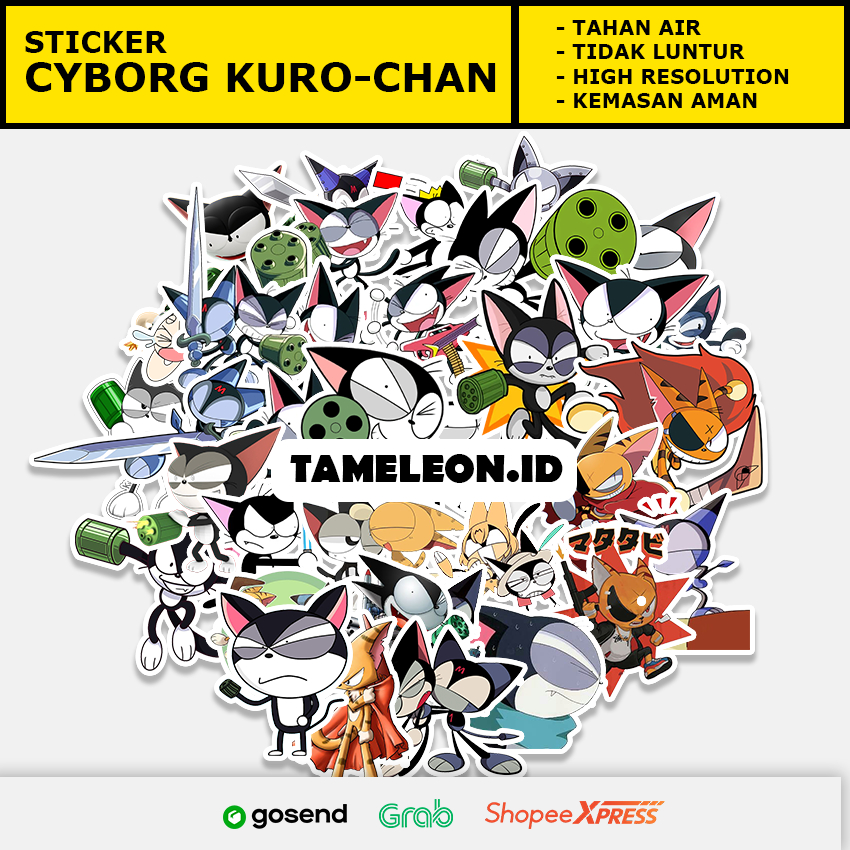 Jual Sticker Anime Cyborg Kuro-Chan, Handphone Sticker Laptop Anti ...