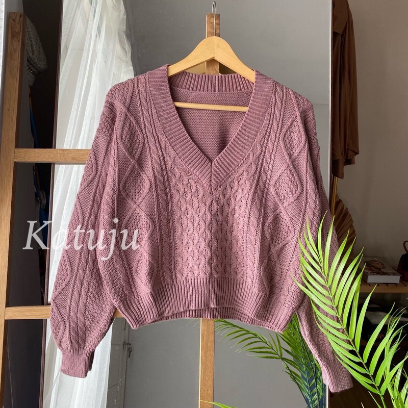 Jual SWEATER RAJUT CROP | PREMIUM KNIT CROPTE | Shopee Indonesia