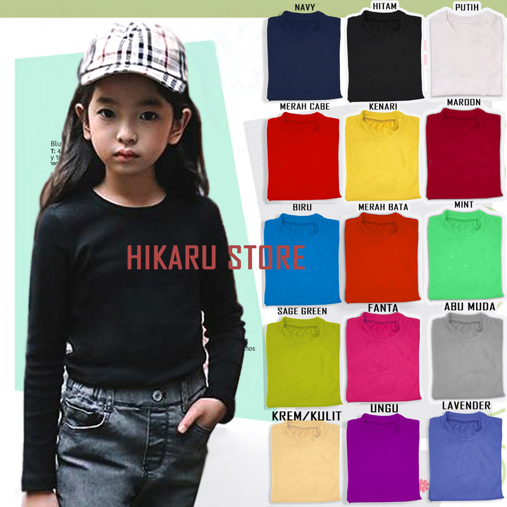 Jual Baju Manset mangset anak polos lengan panjang Usia 3 Tahun - 15 ...