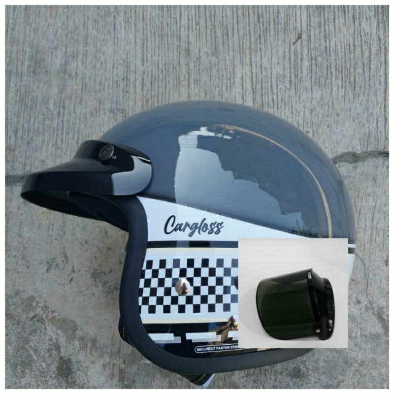Jual helm Cargloss Cfm retro Army Chessis Classic dark grey original ...