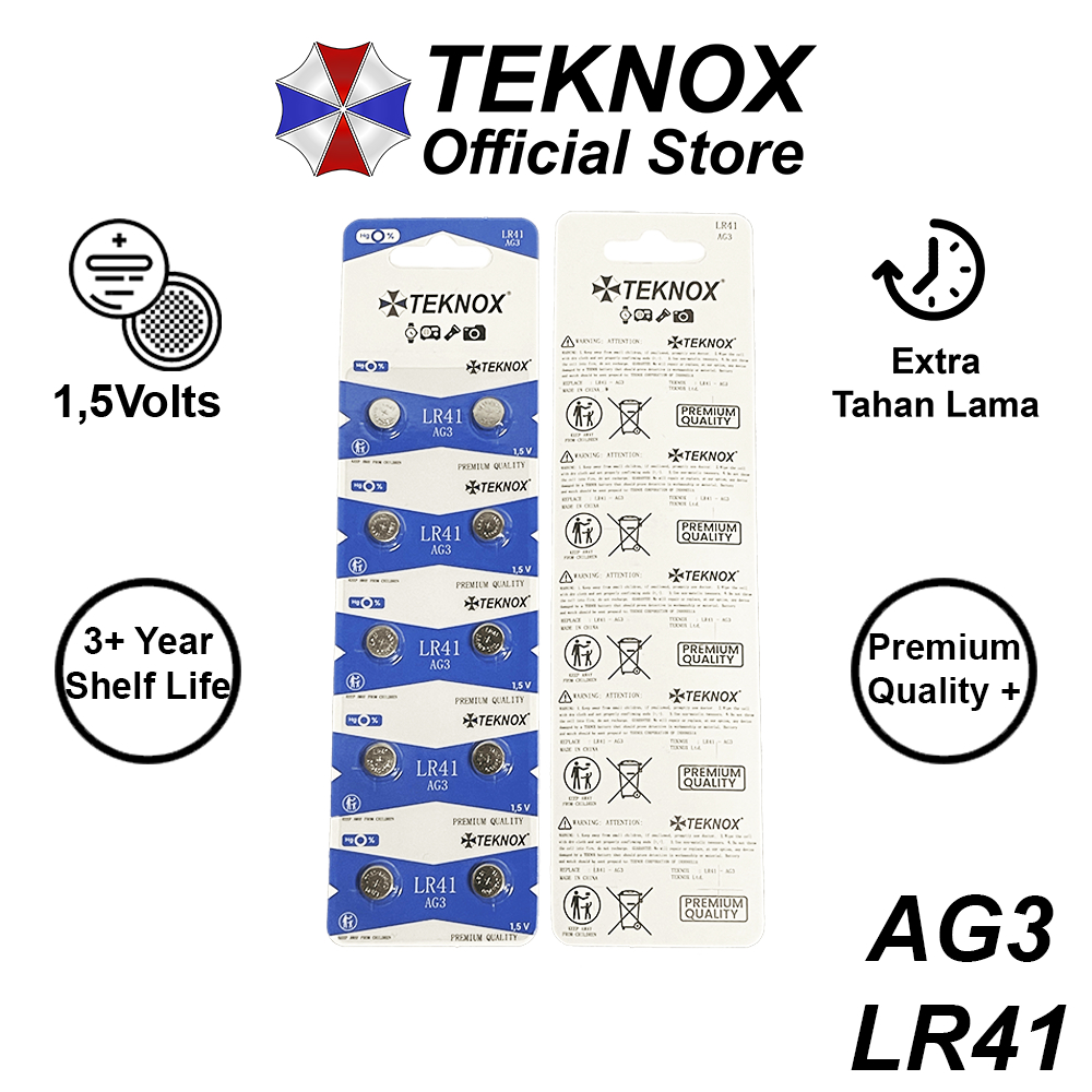 Jual ( 10 pcs ) TEKNOX Baterai LR41 / AG3 1.5V - TEKNOX Premium Quality ...