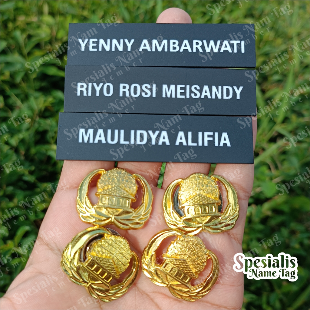 Jual PAKET HEMAT Name Tag Doff Grafir dan Pin Korpri Premium Nama Dada ...