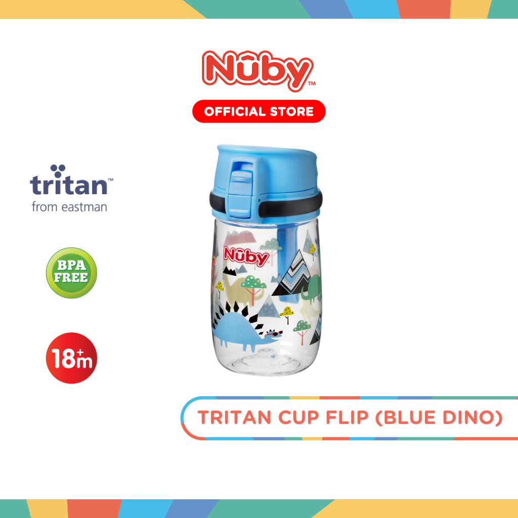 Jual Nuby Tritan Cup Flip (Blue Dino) | Botol Minum Anak Anti Tumpah Bahan Tritan| BPA Free ...