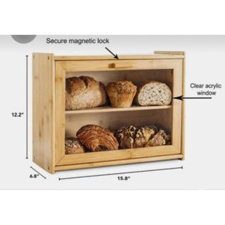 Jual Natural Bread Box/Kotak Roti Organizer kayu (401731)(402720 ...