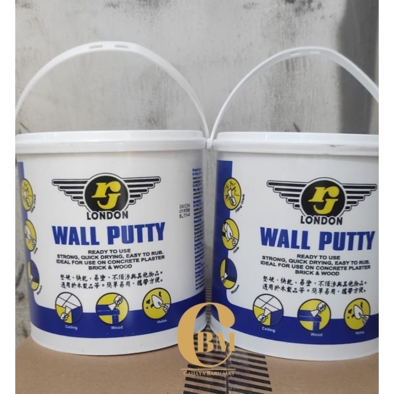 Jual PLAMIR TEMBOK WALL PUTTY RJ LONDON 5KG DEMPUL TEMBOK DAN KAYU ...