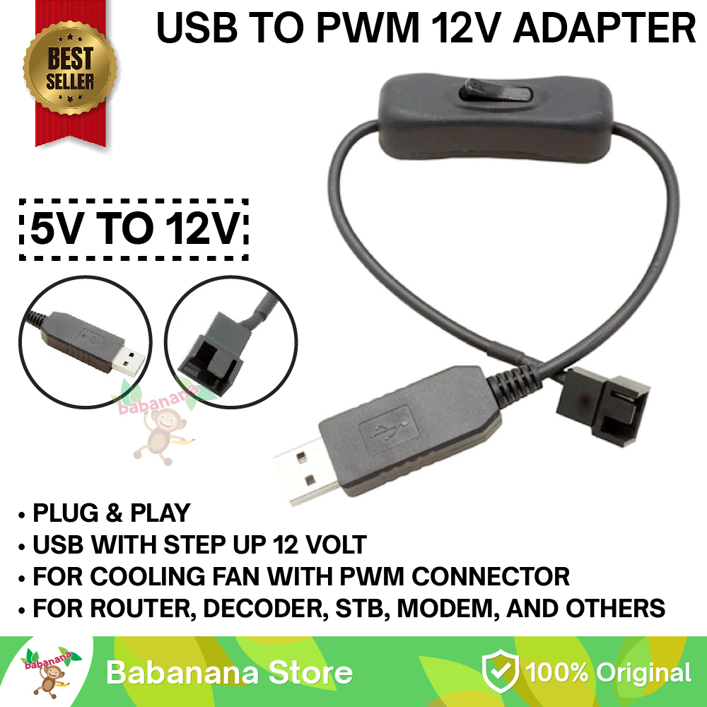 Jual USB to PWM 12V Cable Kabel Adapter Converter Fan 12 Volt Step Up ...