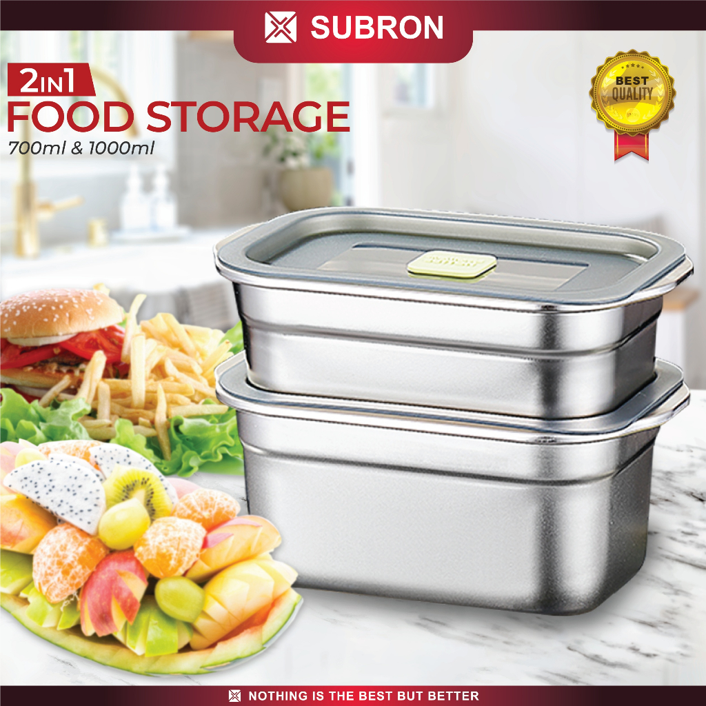 Jual SUBRON Food Storage 2in1 Stainless 700ml 1000ml Tempat Penyimpan ...