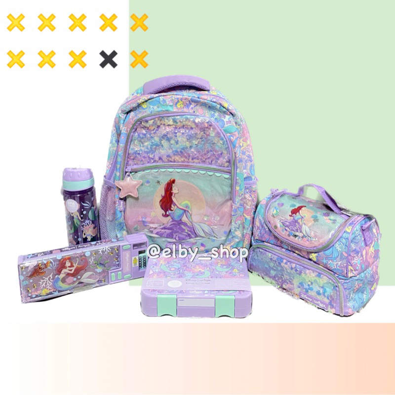 Jual Ready Smiggle Original Disney Ariel Backpack lunchbag drink pencil ...