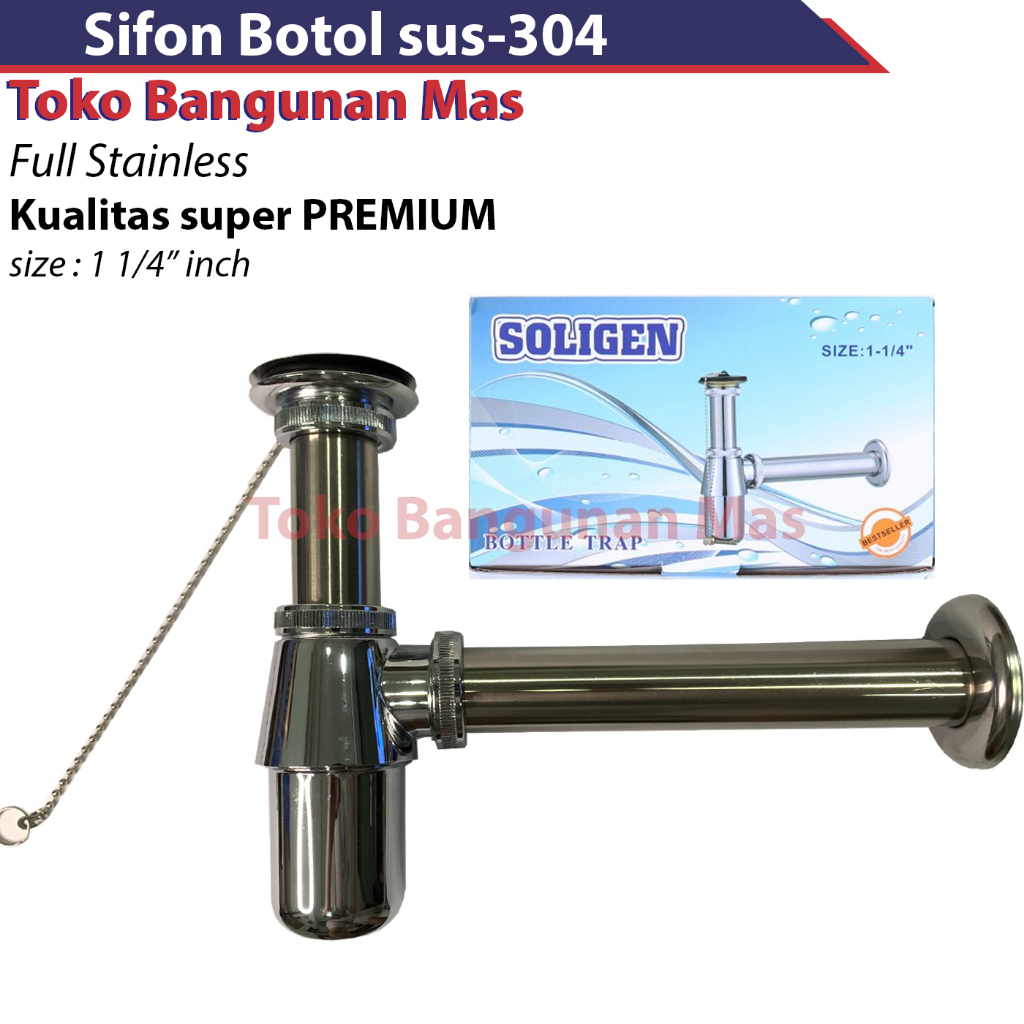 Jual Sifon Botol Stainless SOLIGEN Wastafel Afur Pembuangan Air Sink ...