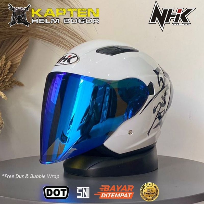 Jual HELM NHK R1 MAX KANJI WHITE GLOSSY DOUBLE VISOR | Shopee Indonesia