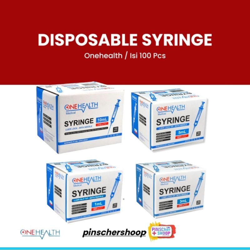 Jual SPUIT ONEHEALTH DISPOSABLE SYRINGE ISI 100 PCS/ BOX | Shopee Indonesia