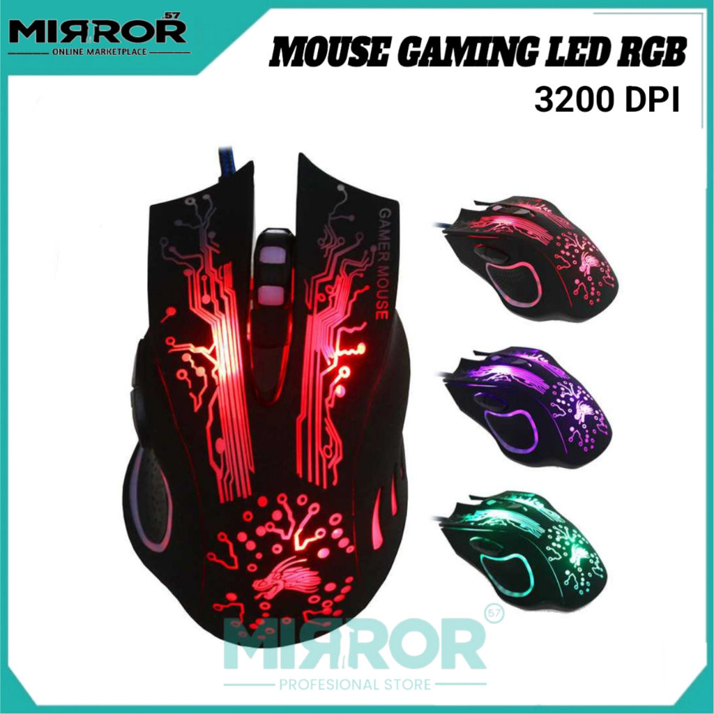 Jual Mouse Gaming LED RGB USB Kabel 3200 DPI Plug n Play – X13 | Shopee ...