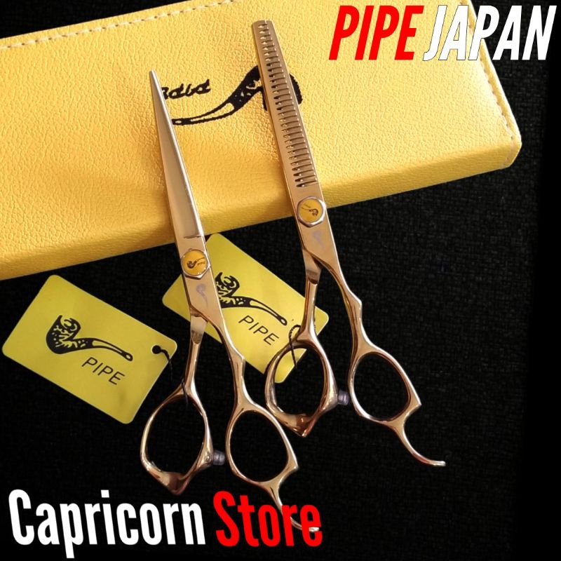 Jual Gunting Rambut Pipe Japan Texture Gold Profesional Barber | Shopee ...