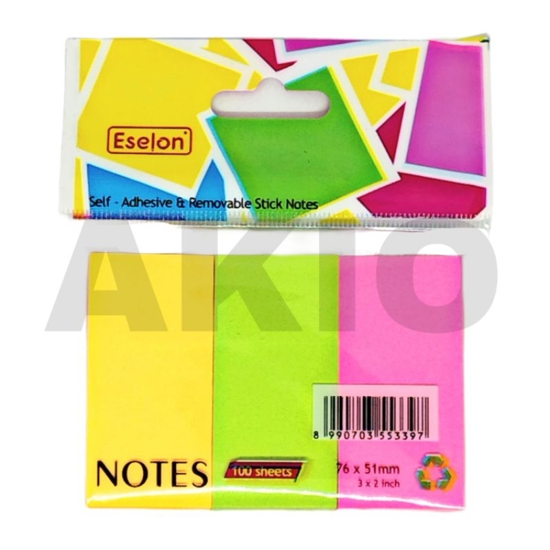 Jual Memo Stick Note ESELON 3 WARNA 76x51mm Sticky Notes Kertas Memo ...
