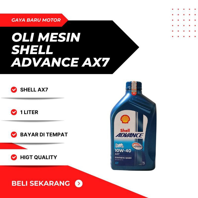 Jual OLI MOTOR SHELL ADVANCE AX7 1 LITER 1000ML 10W-40 ORIGINAL ...