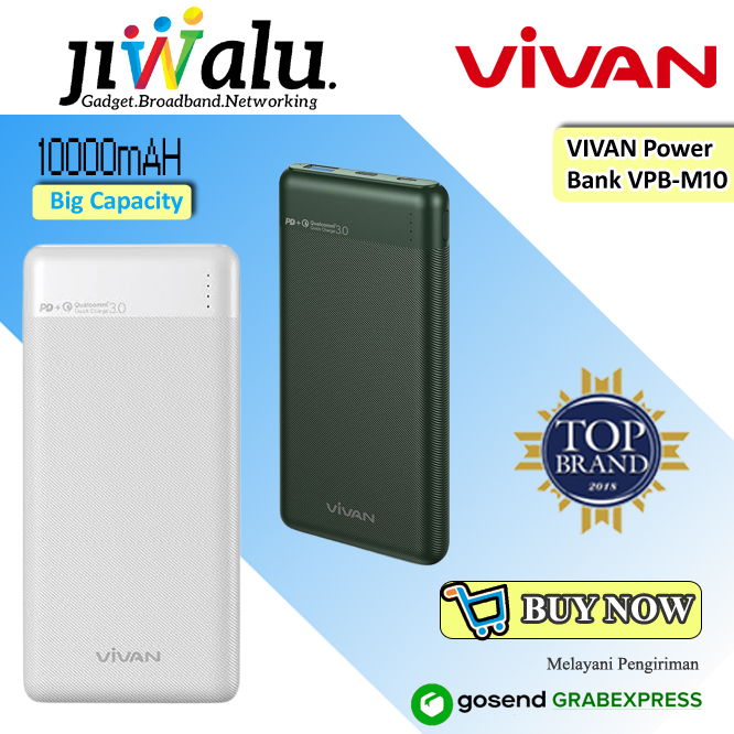 Jual VIVAN Power Bank VPB-M10 10000mAh Powerbank 18W two-Way QuicK ...