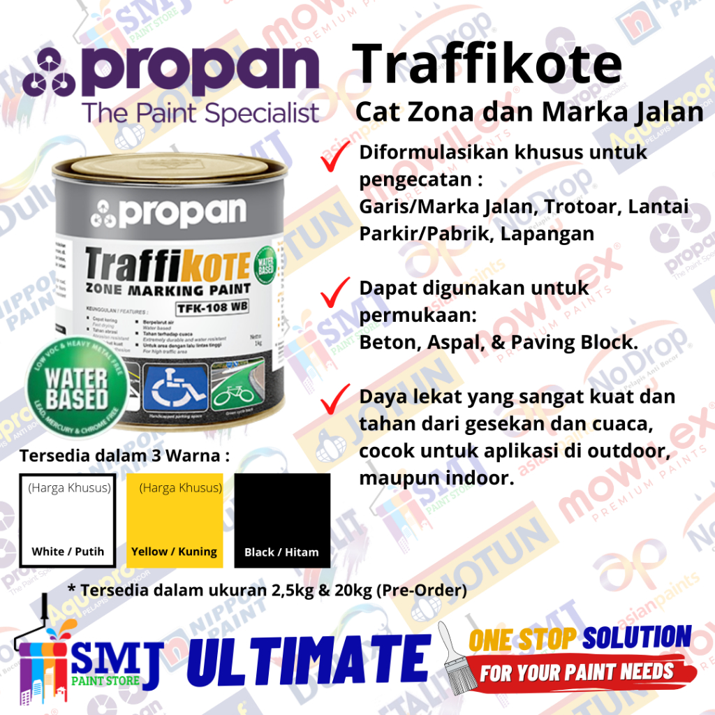 Jual Cat Marka Garis Jalan / Parkir PROPAN TRAFFIKOTE Putih White 2,5kg ...