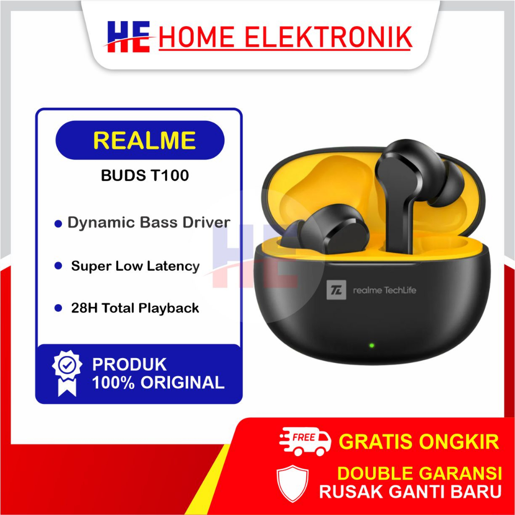 Jual TWS Realme Buds T100 Earphone Bluetooth Realme Original | Shopee ...