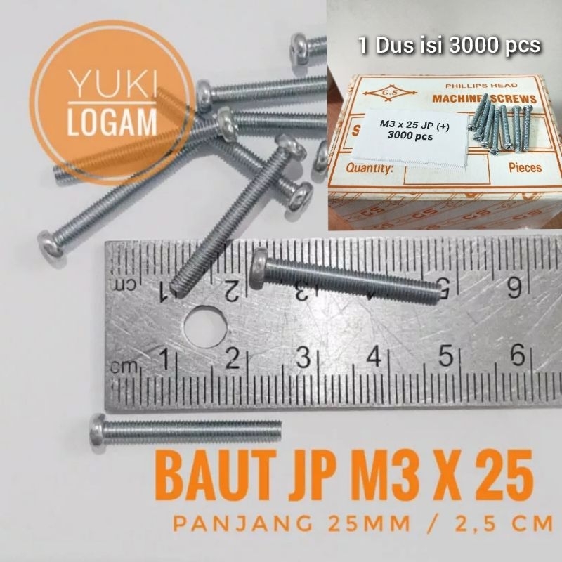 Jual 1 Dus Baut M3 Ukuran M3x6 sampai M3x50 Kepala bulat JP | Shopee Indonesia