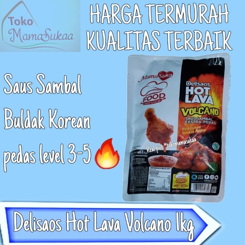 Jual 1Kg Delisaos Mamasuka Hot Lava Besar Sambal Richeese Bumbu Cadas ...