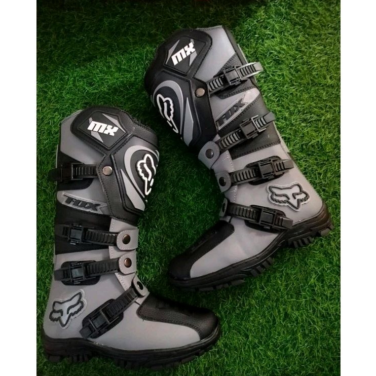 Jual Sepatu cross trail MX boots motocross black grey | Shopee Indonesia