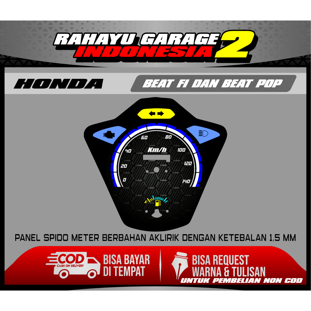 Jual papan speedometer custom beat fi dan beat pop panel spido meter ...