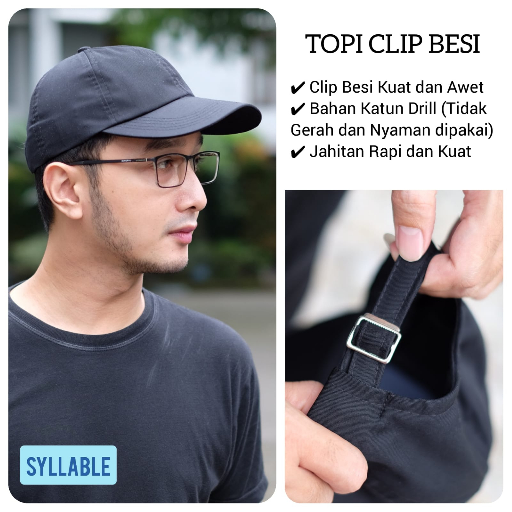 Jual Topi Clip Besi Premium Topi Hitam Polos Cakop Besi Pengait Besi ...