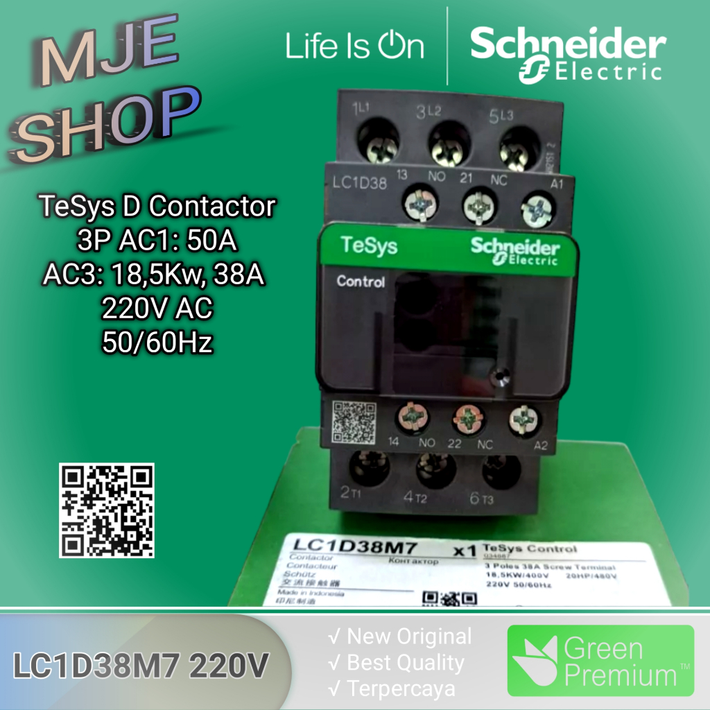 Jual Kontaktor Schneider LC1D38M7 220v 50/60HZ 18,5kw Contaktor LC1D38 ...