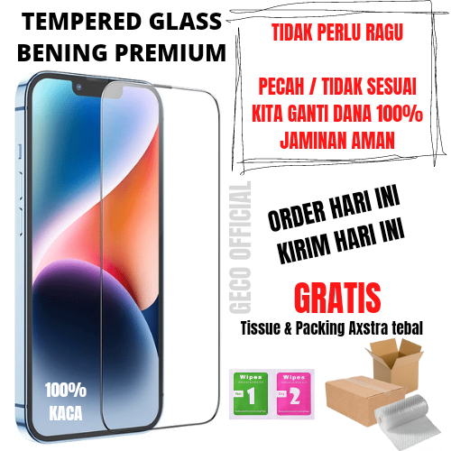 Jual ALL TIPE IPHONE IP TG Tempered Glass Kaca Bening 0.3 Premium Tanpa List Hitam | Shopee ...