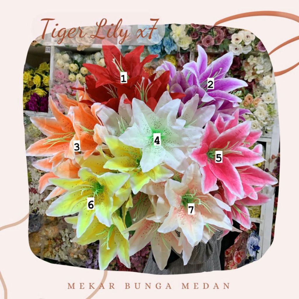 Jual (WT 1) - Bunga Artifisial Tiger Lily Jumbo x7 Dekorasi Bunga ...