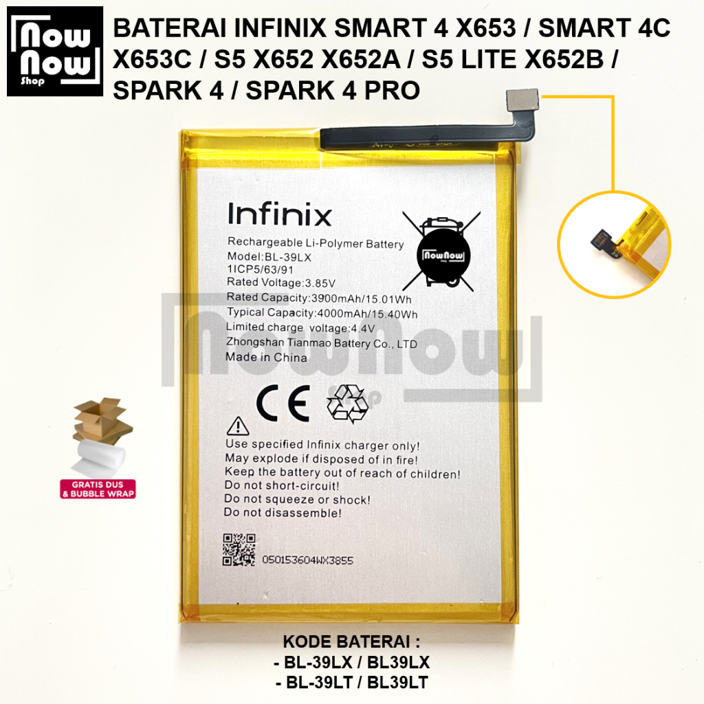 Jual Baterai Infinix SMART 4 X653 / SMART 4C X653C / S5 X652 X652A / S5 ...