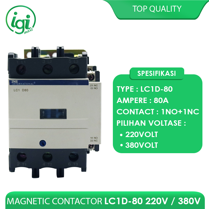 Jual MAGNETIC CONTACTOR LC1D 80 220 380 VOLT / AC KONTAKTOR LC1D80 VAC ...