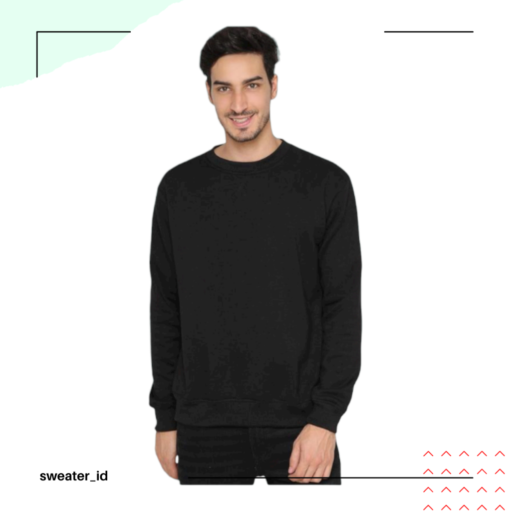 Jual SWEATER_ID Basic Sweater Crewneck Polos Hitam Pria Wanita Bahan ...