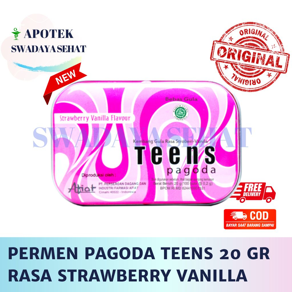 Jual PERMEN PAGODA TEENS STRAWBERRY VANILLA PINK 20 GR - Permen ...
