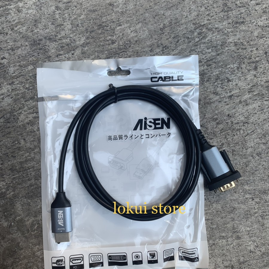 Jual AISEN Kabel HDMI to VGA 1.8M High Quality / Converter Hdmi To Vga ...