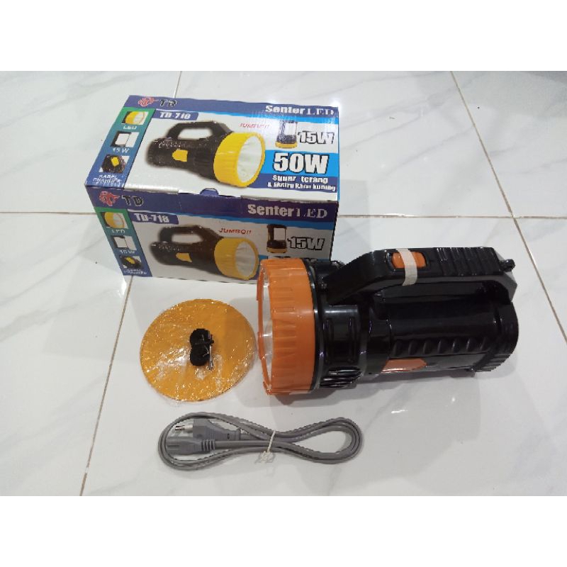 Jual SENTER LED CAHAYA 7 watt/ SENTER RECHARGEABLE DUAL SPOTLIGHT / SENTER CAHAYA CA-5521 PUTIH ...