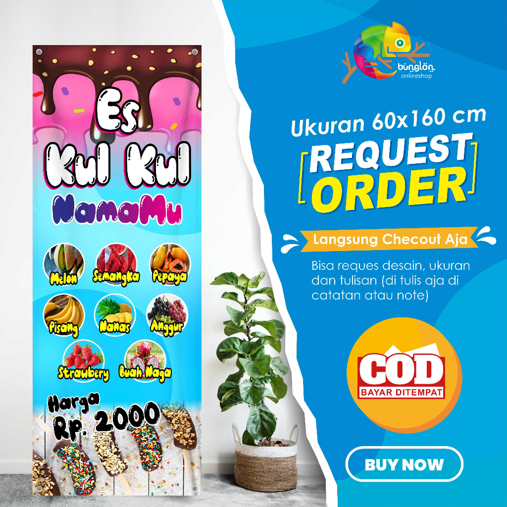 Jual Size 60x160 Cm Spanduk Banner Es Kul-Kul Buah Bisa Reques Desain ...