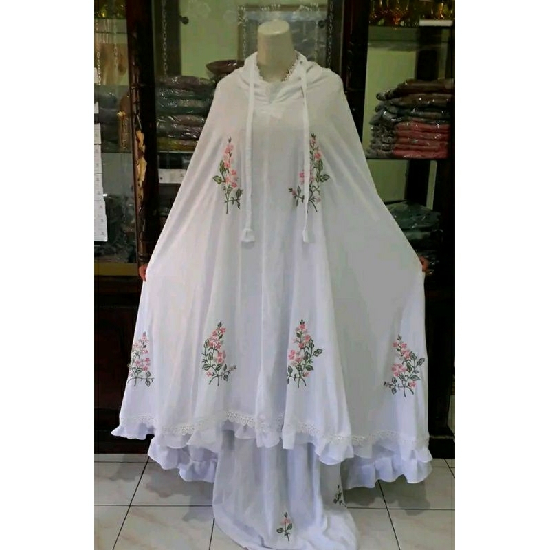Jual mukena dewasa bordir melati ori katun rayon premium ukuran jumbo ...